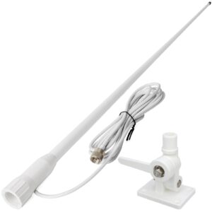 hys vhf marine antenna waterproof 3dbi 43.3inch fiberglass antennas w/22.9ft(7m) rg58 low loss premium coaxial cable with pl259/ built-in to nylon ratchet mount