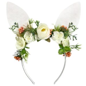 bnikion easter floral bunny ears headband spring woodland flower fairy rabbit hairband wedding party birthday supply