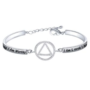 bnql alcoholics anonymous bracelet aa sobriety gifts sobriety recovery bracelet sober gifts for women (silver)