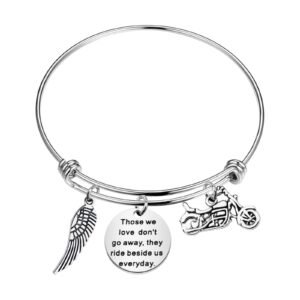 potiy motorcycle memorial gift sympathy jewelry those we love don't go away bracelet in memory of brother dad husband gift (bracelet)