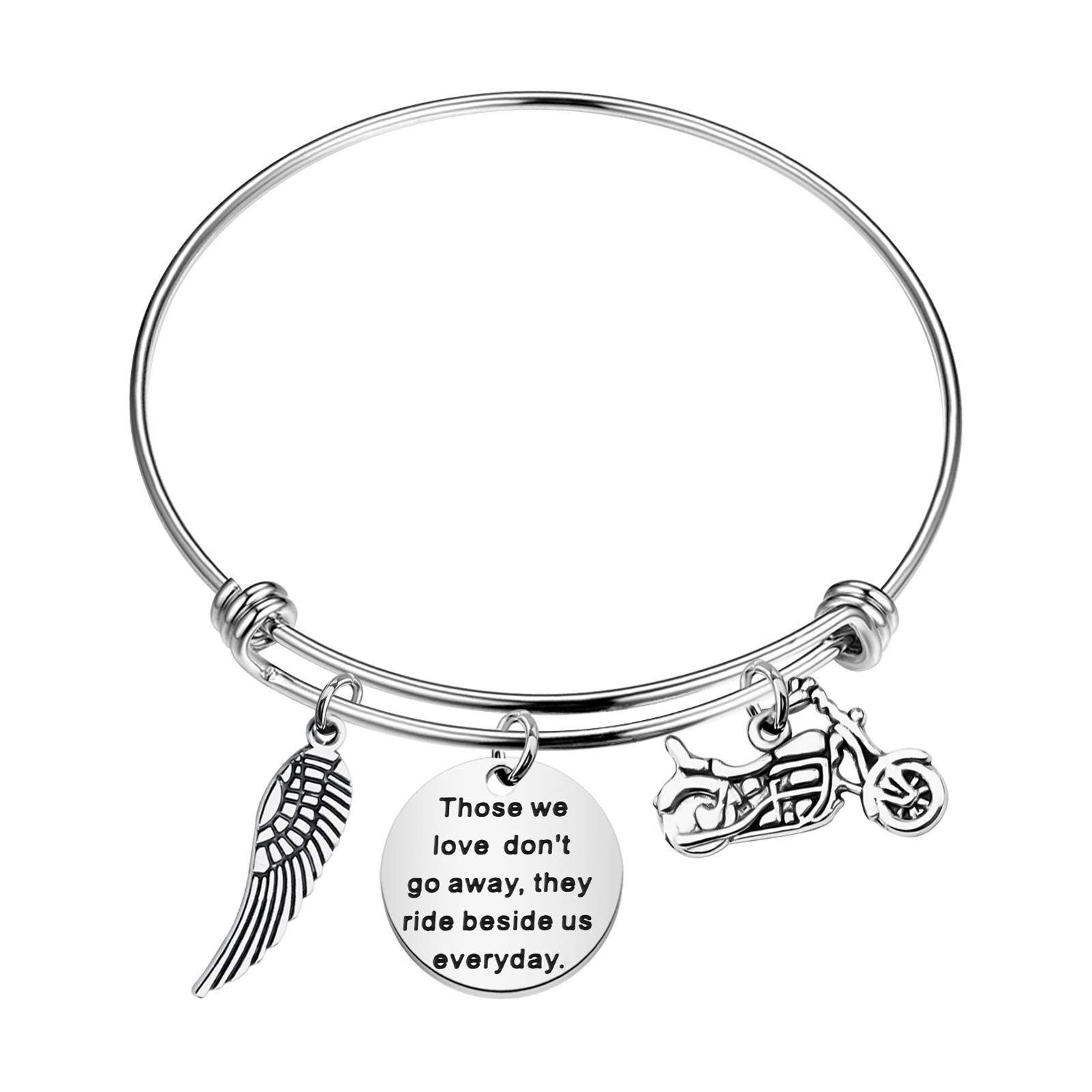 POTIY Motorcycle Memorial Gift Sympathy Jewelry Those We Love Don't Go Away Bracelet in Memory of Brother Dad Husband Gift (Bracelet)