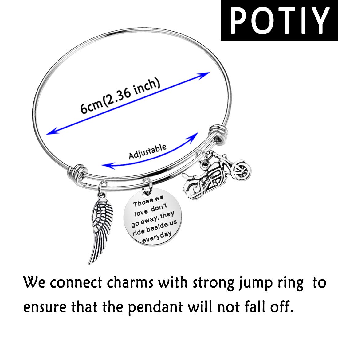 POTIY Motorcycle Memorial Gift Sympathy Jewelry Those We Love Don't Go Away Bracelet in Memory of Brother Dad Husband Gift (Bracelet)