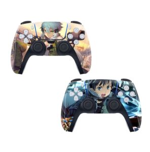 ebty-dreams inc. - set of 2 sword art online (sao) kirito (kirigaya kazuto), sinon (asada shino) vinyl skin sticker decal protector for playstation 5 (ps5) controllers