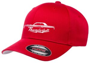 1964 ford fairlane thunderbolt outline design flexfit trucker mesh fitted cap red