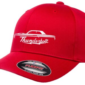 1964 Ford Fairlane Thunderbolt Outline Design Flexfit Trucker Mesh Fitted Cap red