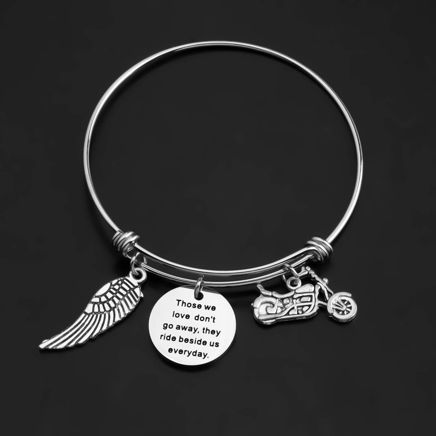 POTIY Motorcycle Memorial Gift Sympathy Jewelry Those We Love Don't Go Away Bracelet in Memory of Brother Dad Husband Gift (Bracelet)