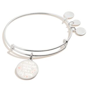 alex and ani expandable wire bangle bracelet for women, i’m a dog mom charm, shiny silver finish, 2 to 3.5 in