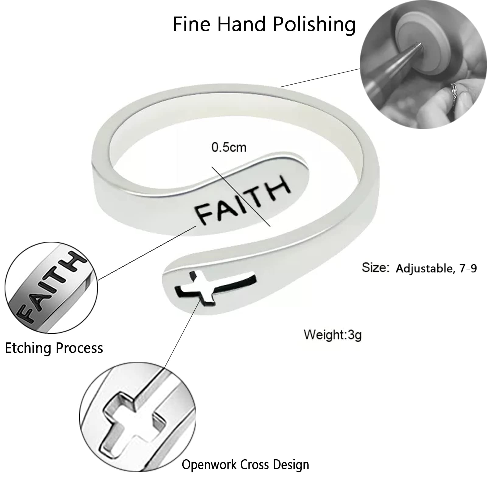 Black Faith Ring Jewelry Cross Gifts