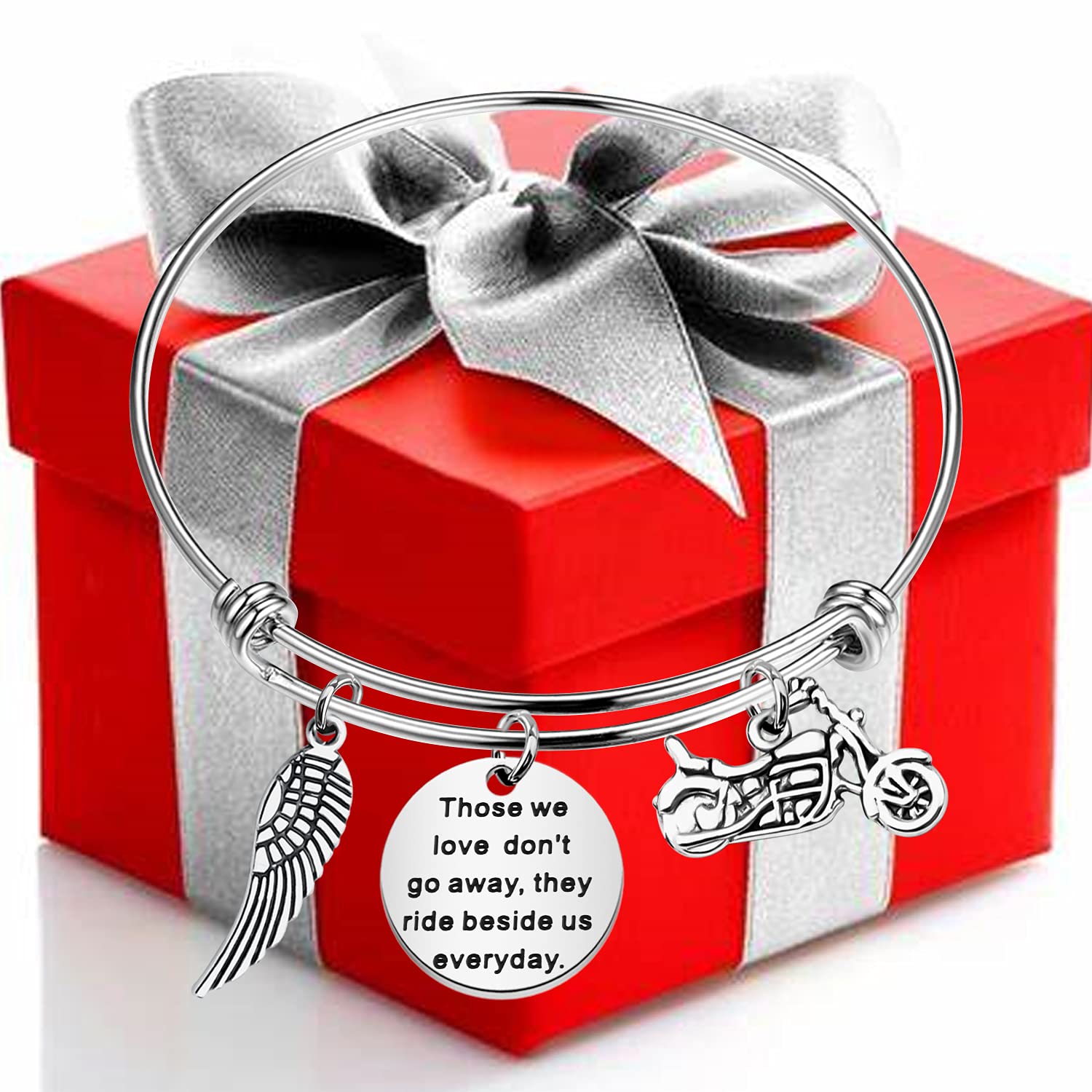 POTIY Motorcycle Memorial Gift Sympathy Jewelry Those We Love Don't Go Away Bracelet in Memory of Brother Dad Husband Gift (Bracelet)