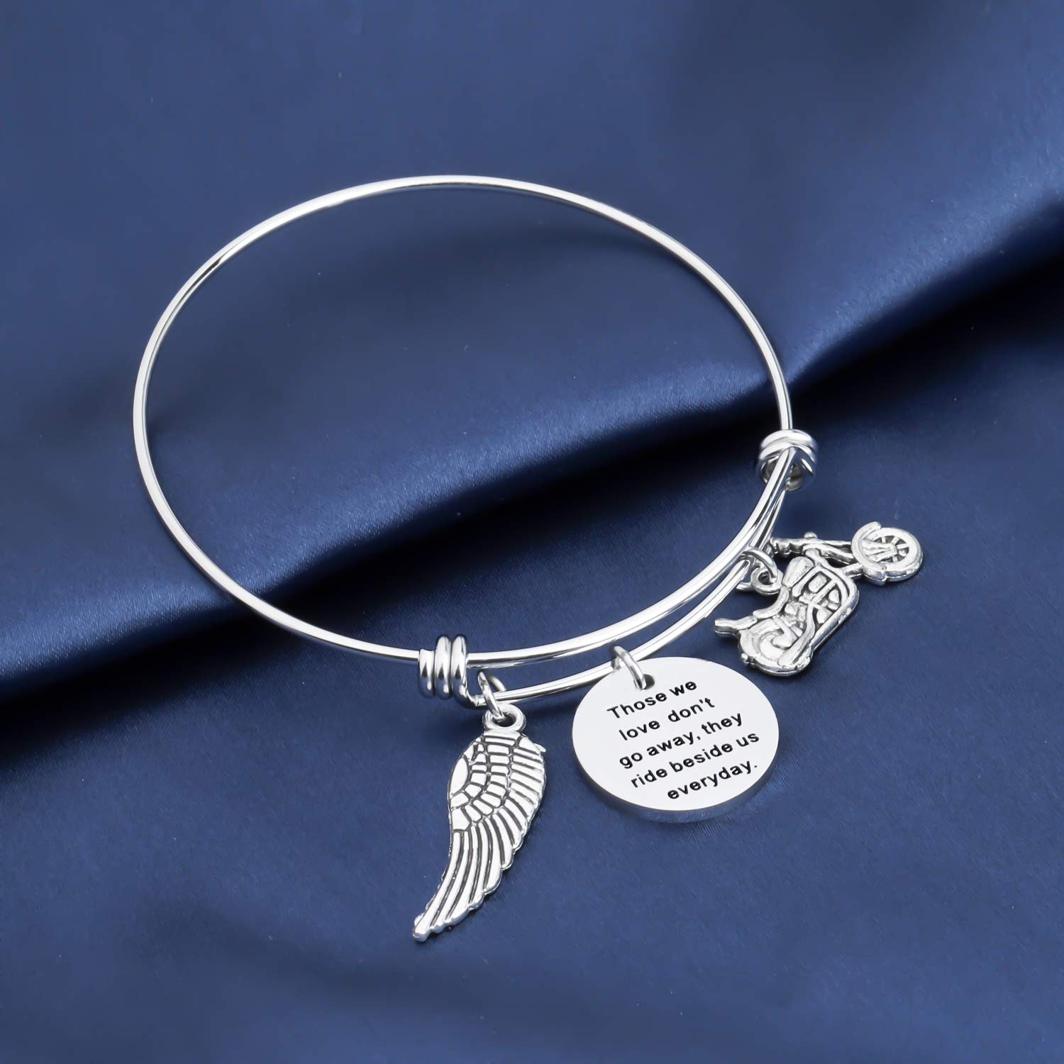 POTIY Motorcycle Memorial Gift Sympathy Jewelry Those We Love Don't Go Away Bracelet in Memory of Brother Dad Husband Gift (Bracelet)