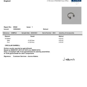 Bodytrend Titanium Circular Barbell Horseshoe PA Ring - 00G to 18G - Popular Sizes 6mm to 19mm - British Standard - Certified by Sheffield Assay Office