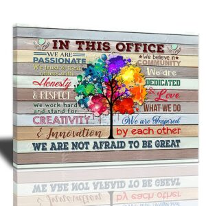 inspirational wall art for office, canvas prints motivational quotes poster artwork in this office we are a team modern home decorations framed and stretched ready to hang for living room