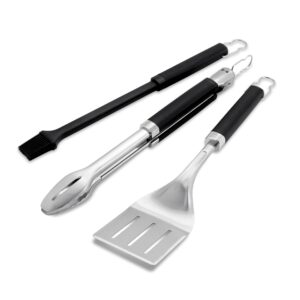 weber precision 3-piece grilling tool set, stainless steel