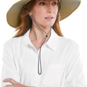 Coolibar UPF 50+ Women's Etta Shapeable Sun Catcher Hat - Sun Protective (One Size- Tan/Khaki Travel Medallion)