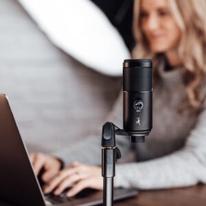 FTF GEAR Studio Condenser USB Microphone Kit with Adjustable Desk Stand Shock Mount and Circular Metal Stand