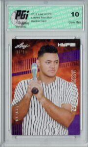 jasson dominguez 2019 leaf hype! #26 purple sp, just 10 made rookie card pgi 10