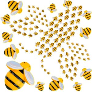 jetec 100 pieces tiny resin bees ornaments decor 0.98 inch, 0.74 inch, 0.55 inch tiny bees for crafts flatback bee shaped embellishments bee charms bees for wreath party home decoration (bee)