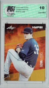 casey mize 2018 leaf hype! #11 gold sp, only 25 made rookie card pgi 10