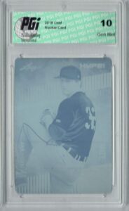 casey mize 2018 leaf hype! #11 rare cyan plate 1 of 1 rookie card pgi 10