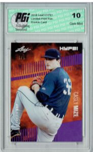 casey mize 2018 leaf hype! #11 purple blank back 1 of 1 rookie card pgi 10