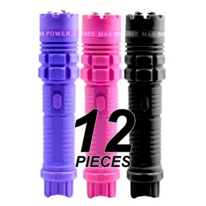 fightsense (12 pc) wholesale heavy duty flashlight stun gun - high voltage police grade strength - rechargeable batteries - bright led flashlight with three modes (multi x12)