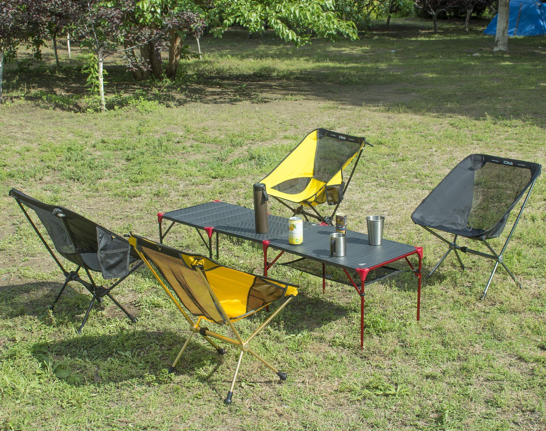 iClimb 2 Extendable Folding Table and 1 Pack Connecting Plates and 2 Lantern Hanger Bundle, Ultralight Compact for Many People Camping Backpacking Beach Concert BBQ Party