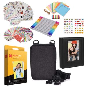 kodak 2"x3" premium zink photo paper (50 pack) fun accessory kit with photo album, case, stickers, markers & more