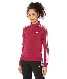 adidas women's plus size essentials warm-up slim 3-stripes track top, legacy burgundy/white, 3x