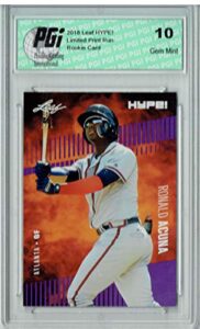 ronald acuna 2018 leaf hype! #1a purple blank back 1 of 1 rookie card pgi 10