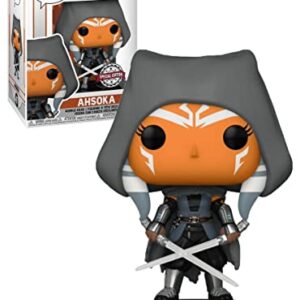 Funko Pop! Star Wars: The Mandalorian - Hooded Ahsoka with Dual Sabers Vinyl Bobblehead, Amazon Exclusive