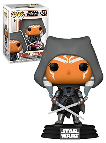 Funko Pop! Star Wars: The Mandalorian - Hooded Ahsoka with Dual Sabers Vinyl Bobblehead, Amazon Exclusive