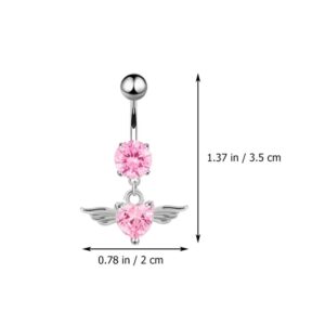 Happyyami 3pcs Dangle Belly Button Rings Stainless Steel Angel Wing Belly Rings Navel Rings Belly Piercing Studs Barbell Body Piercing Jewelry for Woman 3. 5x2cm