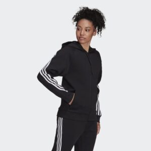 adidas Women's Sportswear Future Icon 3-Stripes Hooded Tracktop, Black, X-Large