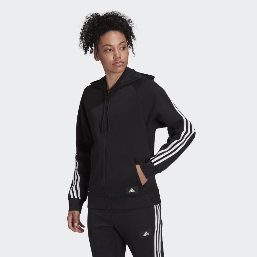 adidas Women's Sportswear Future Icon 3-Stripes Hooded Tracktop, Black, X-Large