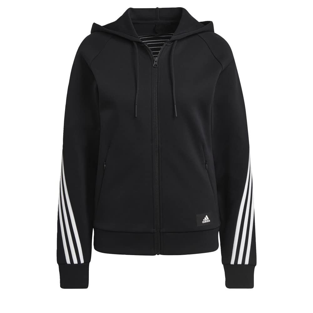 adidas Women's Sportswear Future Icon 3-Stripes Hooded Tracktop, Black, X-Large