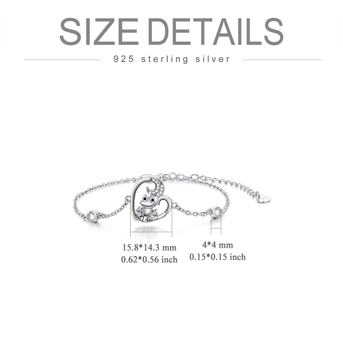 POPKIMI Sterling Silver Frog Link Bracelet for Women Girls (Frog)