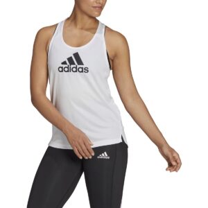 adidas women's aeroready designed 2 move logo sport tank top, white/black, small