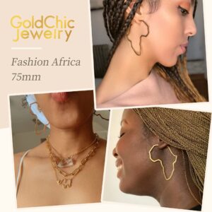 Large Exaggerate African Map Earrings for Women, Traditional Hyperbole Gold African Map Hollow Out Hoop Earrings Africa Jewelry Statement Earrings…