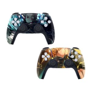 ebty-dreams inc. - set of 2 demon slaye tanjirou kamado, zenitsu agatsuma vinyl skin sticker decal protector for playstation 5 (ps5) controllers