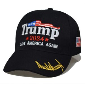 Idealforce Trump Hat 2024 MAGA Adjustable Trump Hat Baseball Cap (Black-Save)