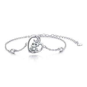 popkimi sterling silver frog link bracelet for women girls (frog)