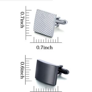 Ofeiyaa 6 Pairs Cufflinks Classic Striped Square Rectangle Cufflinks Set for Men