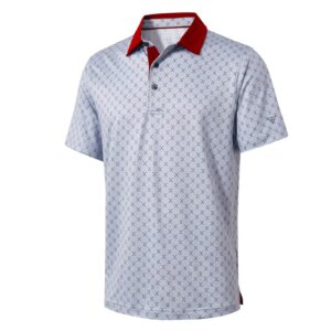 golf shirts for men dry fit short sleeve print performance moisture wicking polo shirt