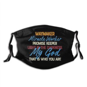 fabe jesus waymaker face mask with 2 pcs filters,christian mask reusable washable balaclavas for women man youth, black, medium