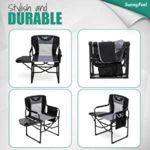 SUNNYFEEL Camping Directors Chair, Heavy Duty,Oversized Portable Folding Chair with Side Table, Pocket for Beach, Fishing,Trip,Picnic,Lawn,Concert Outdoor Foldable Camp Chairs