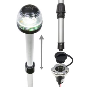 true mods 34"- 60" 12-24v adjustable white led marine navigation anchor all-round boat light [uscg abyc a-16 3nm] [telescoping pole base] [waterproof] 3 nautical mile back rear stern tower light