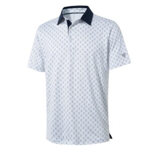 golf shirts for men dry fit short sleeve print performance moisture wicking polo shirt white