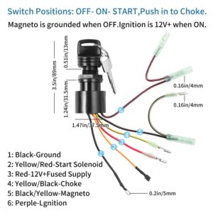 KALANBAY Ignition Key Switch 87-17009A2 87-17009A5 for Mercury Outboard Motors Remote Control Box, 6 Wire Key Starter Switch 3-Position Off-Run-Start