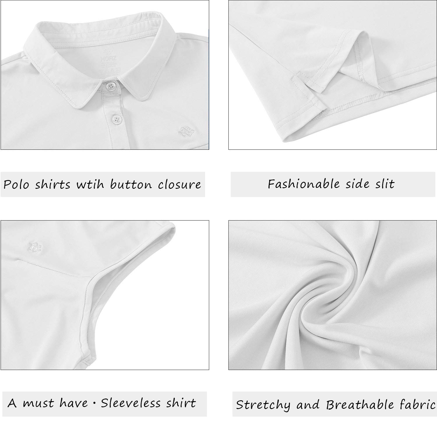 AIRIKE Golf Polo Shirts for Women Sleeveless Summer Sports Athletic Fashionable Workwear-Quick Dry Womens Tank Tops (White, X-Large)