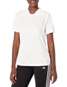 adidas women's condivo 21 jersey, white/glow pink, small